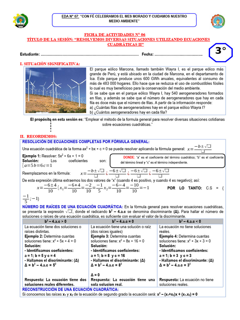 Ficha 6 - 3ero - Eda7 | PDF