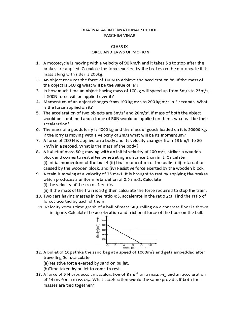 Bhatnagar International School | PDF | Force | Mass