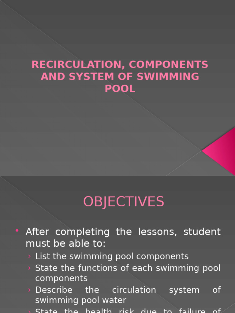 Recirculation, Components and System of Swimming Pool | PDF