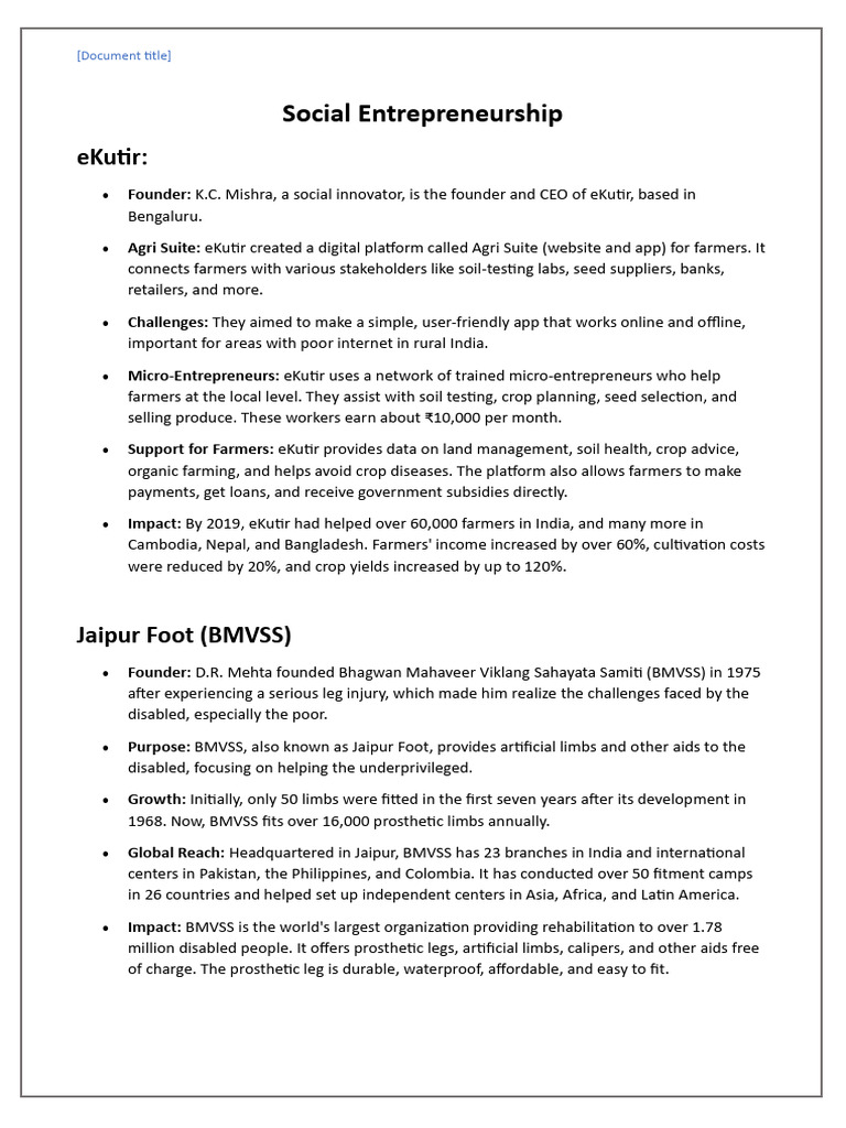 Social Entrepreneurship | PDF