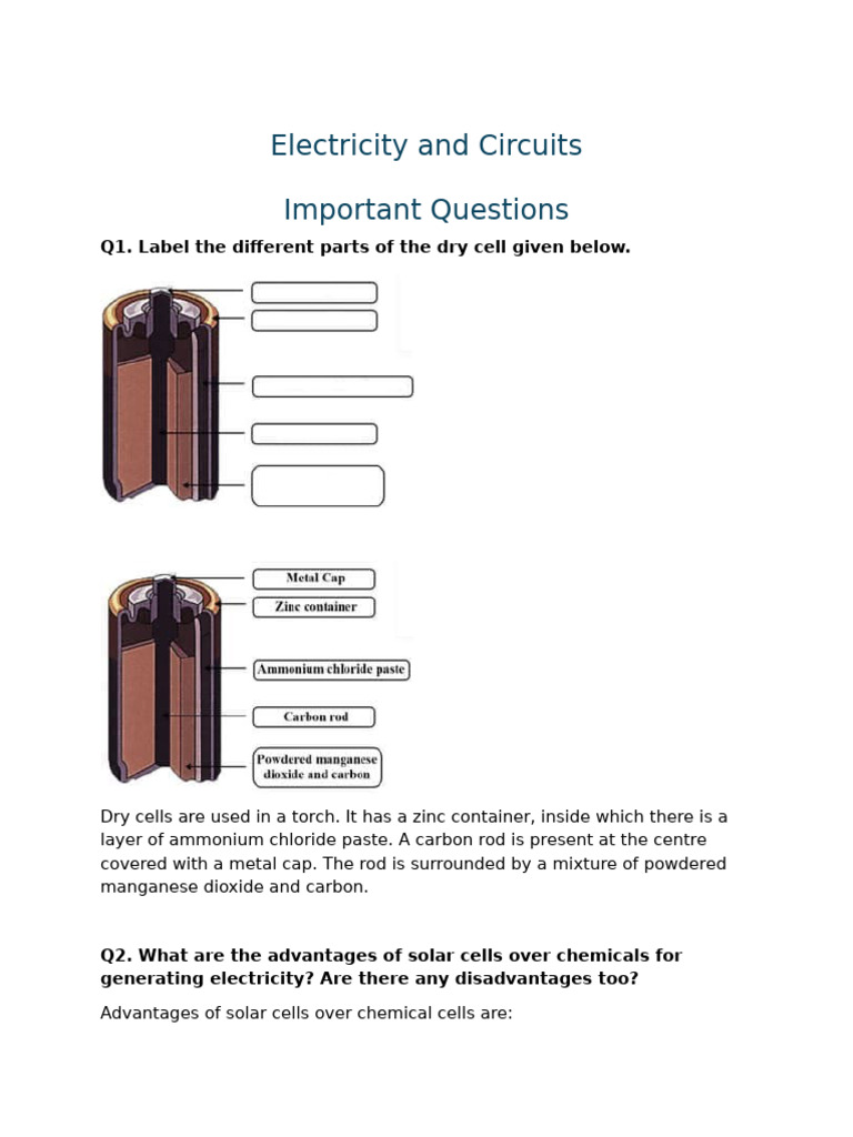 Grade 6 Electricity and Circuits | PDF | Solar Cell | Electric Current