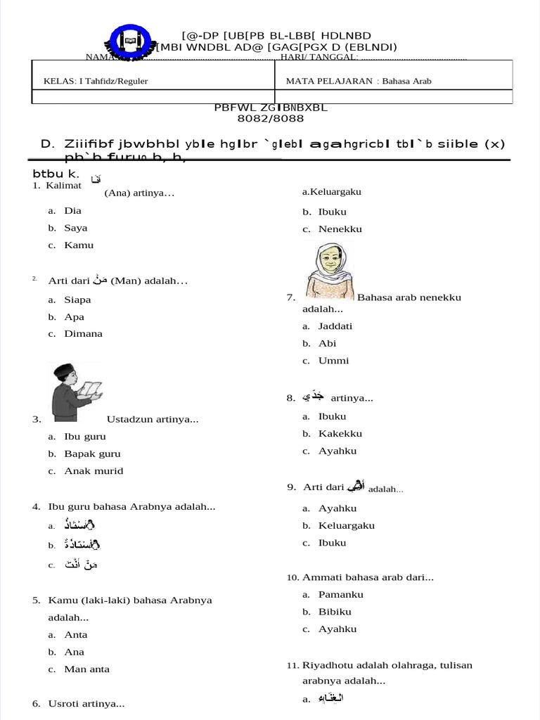 PDF Soal Bahasa Arab Kelas 1 | PDF