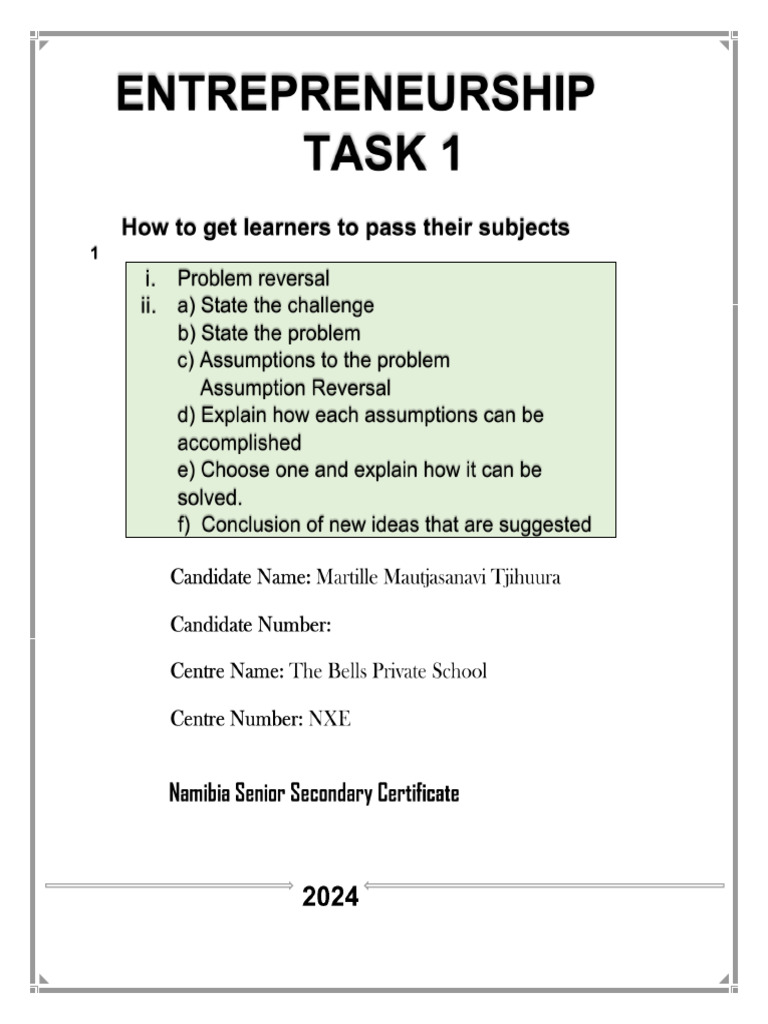 Entrepreneurship Task 1 | PDF