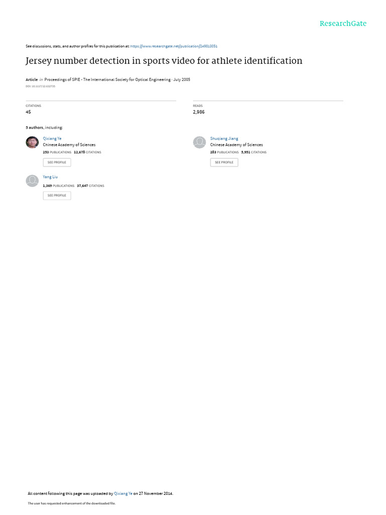 Jersey Number Detection in Sports Video For Athlet | PDF