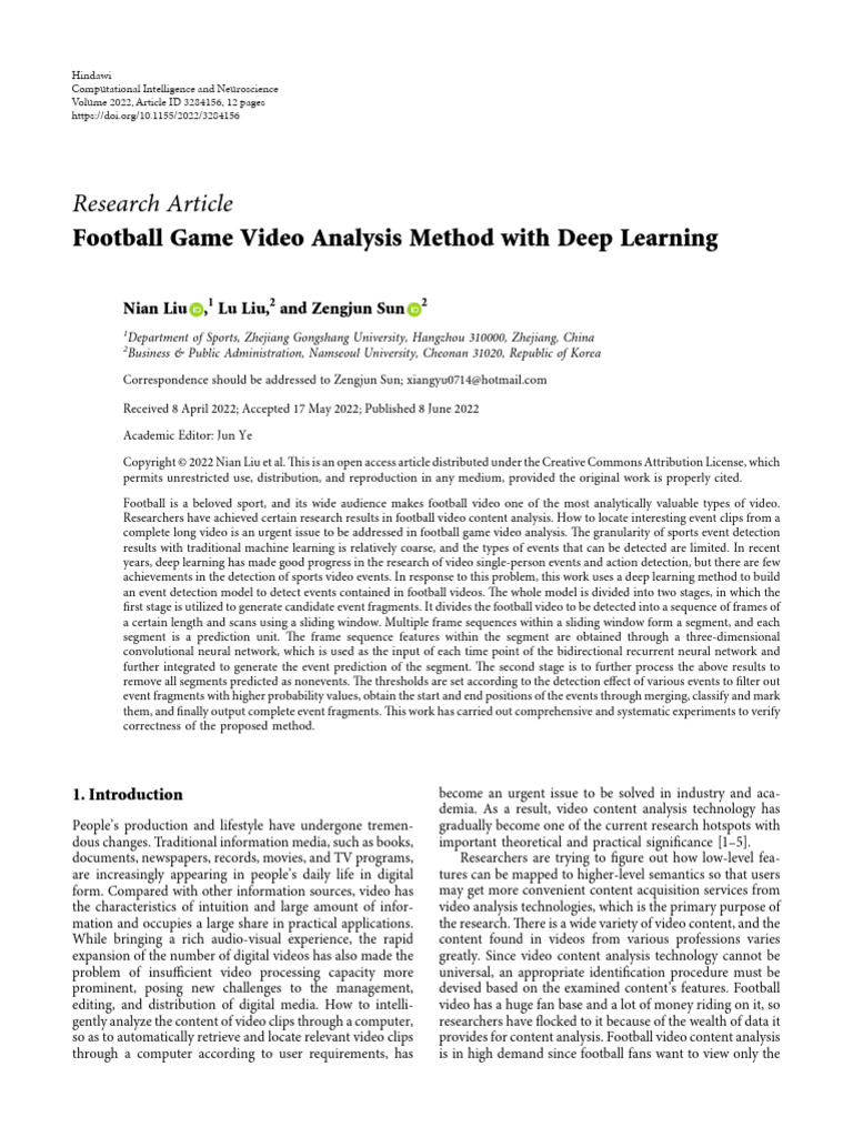 Football Game Video Analysis Method With Deep Lear | PDF