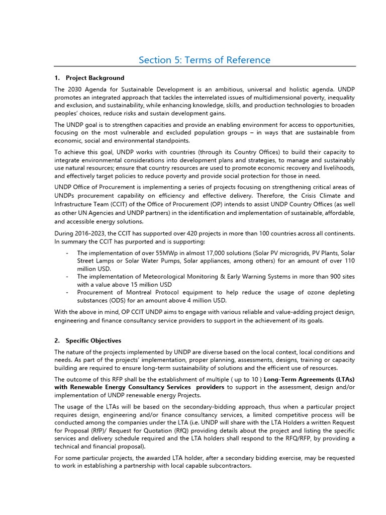 Section 5_Terms of Reference | PDF