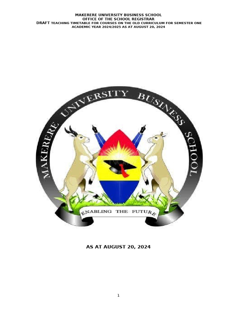 Draft Teaching Timetable For Courses On The Old Curriculum For Semester ...