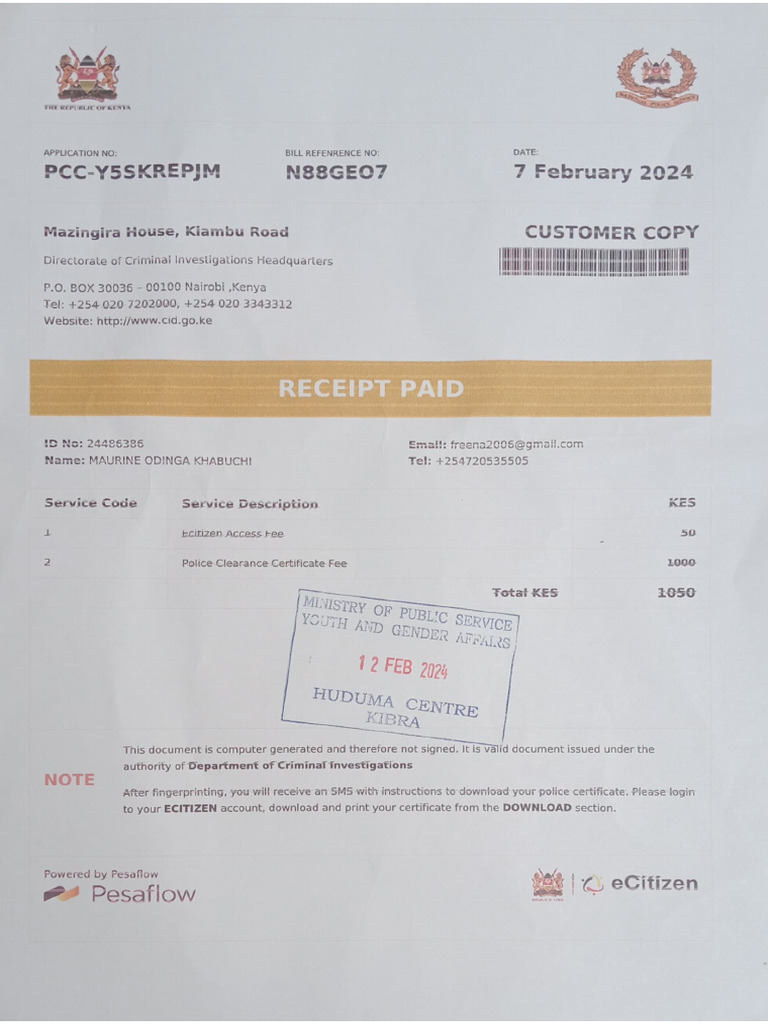 Good Conduct Receipt | PDF