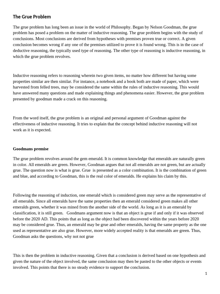 The Grue Problem | PDF