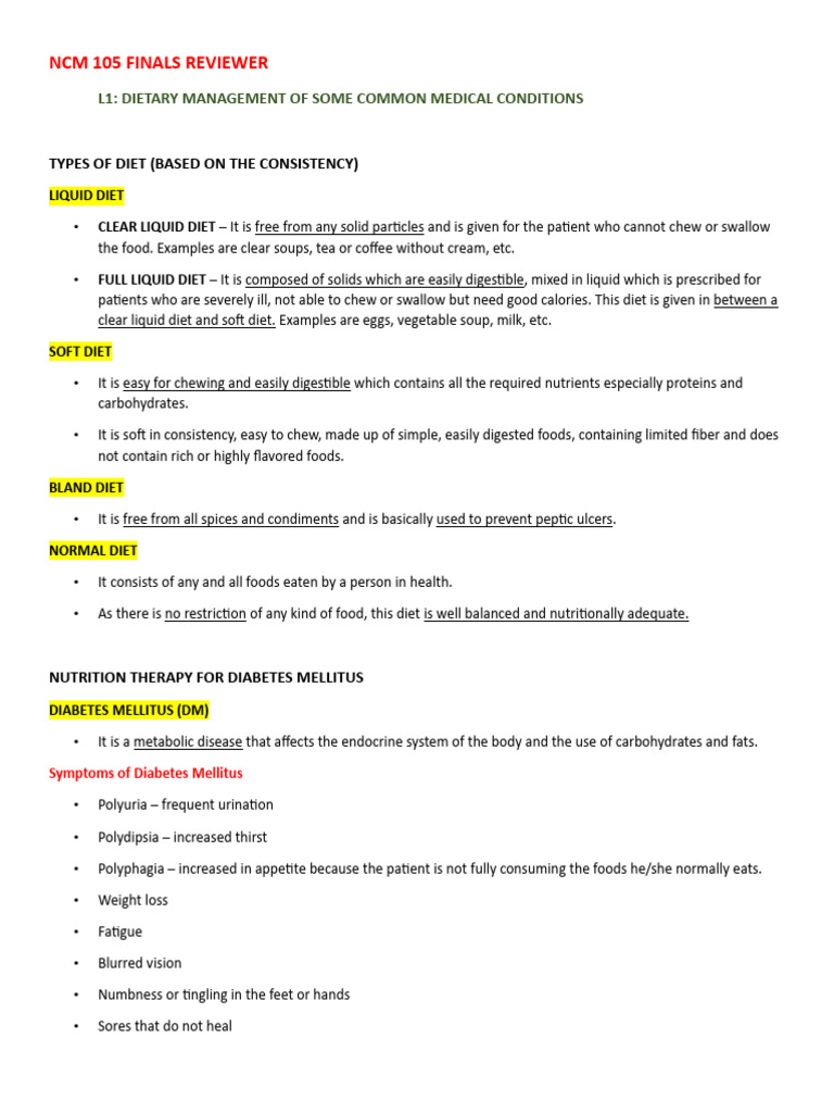 NCM 105 Finals Reviewer | PDF