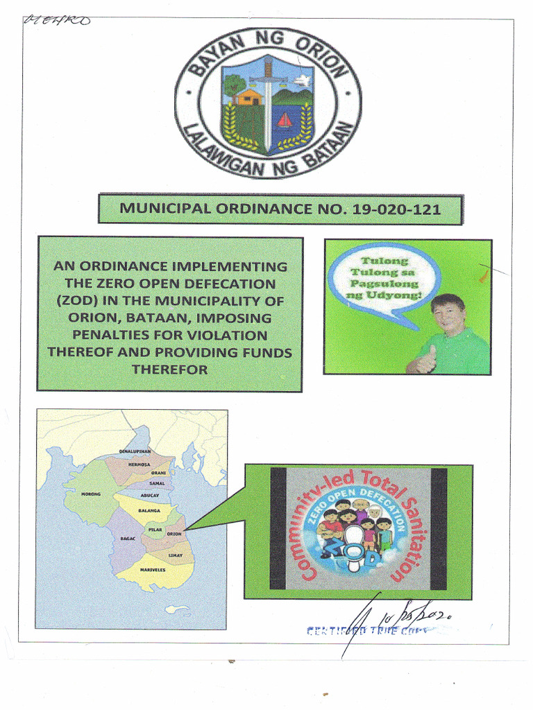 02 Municipal Ordinance No 19-020-121 Zero Open Defecation | PDF