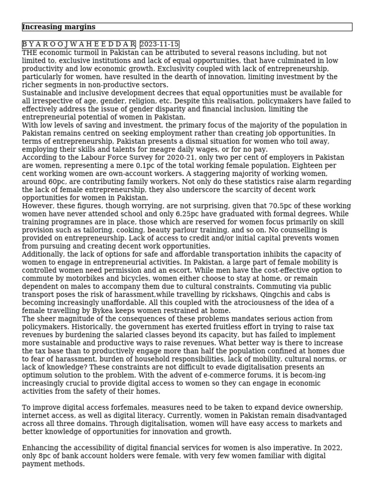 Increasing Margins | PDF