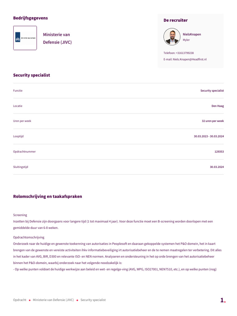 Security Specialist-Ministerie Van Defensie (JIVC) | PDF