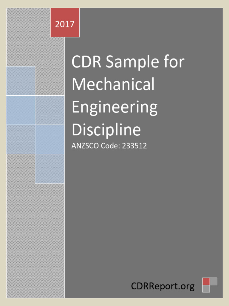 Mechanical Engineering CDR Sample Anzsco Code 233512 | PDF ...