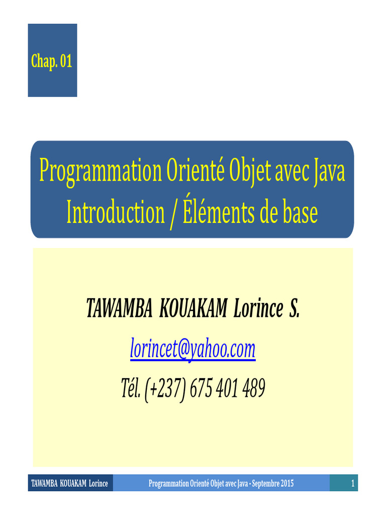 Chap1-Introduction - Éléments de Base | PDF