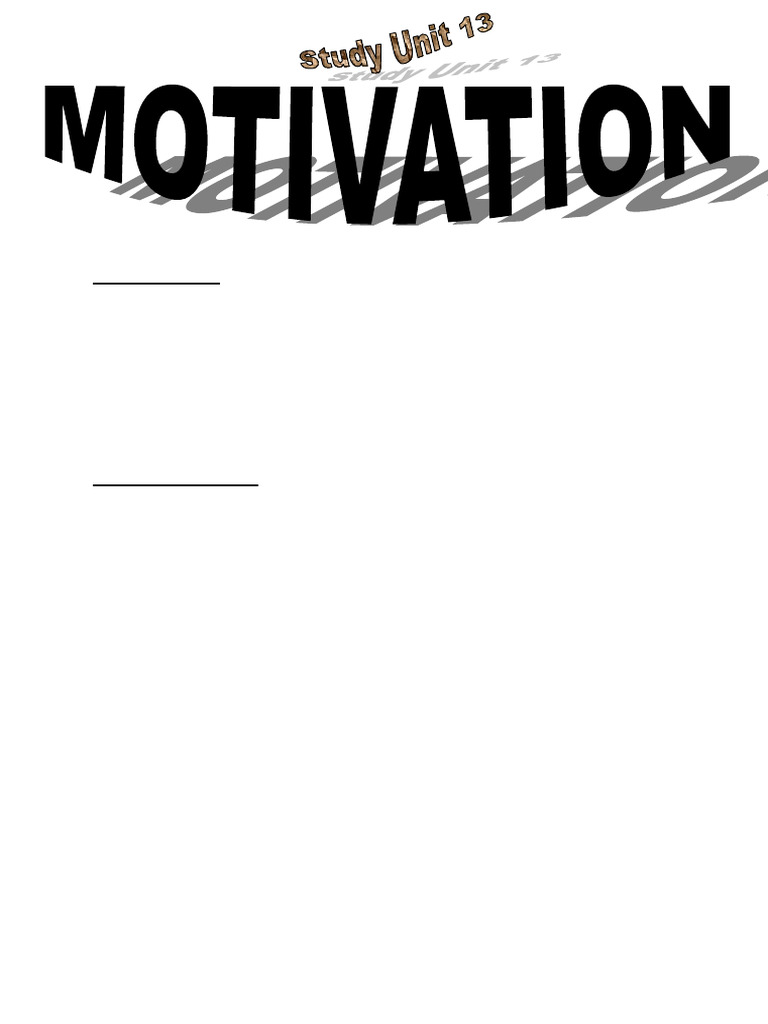 Study Unit 14 - Motivation - BM2 | PDF | Career & Growth | Motivational