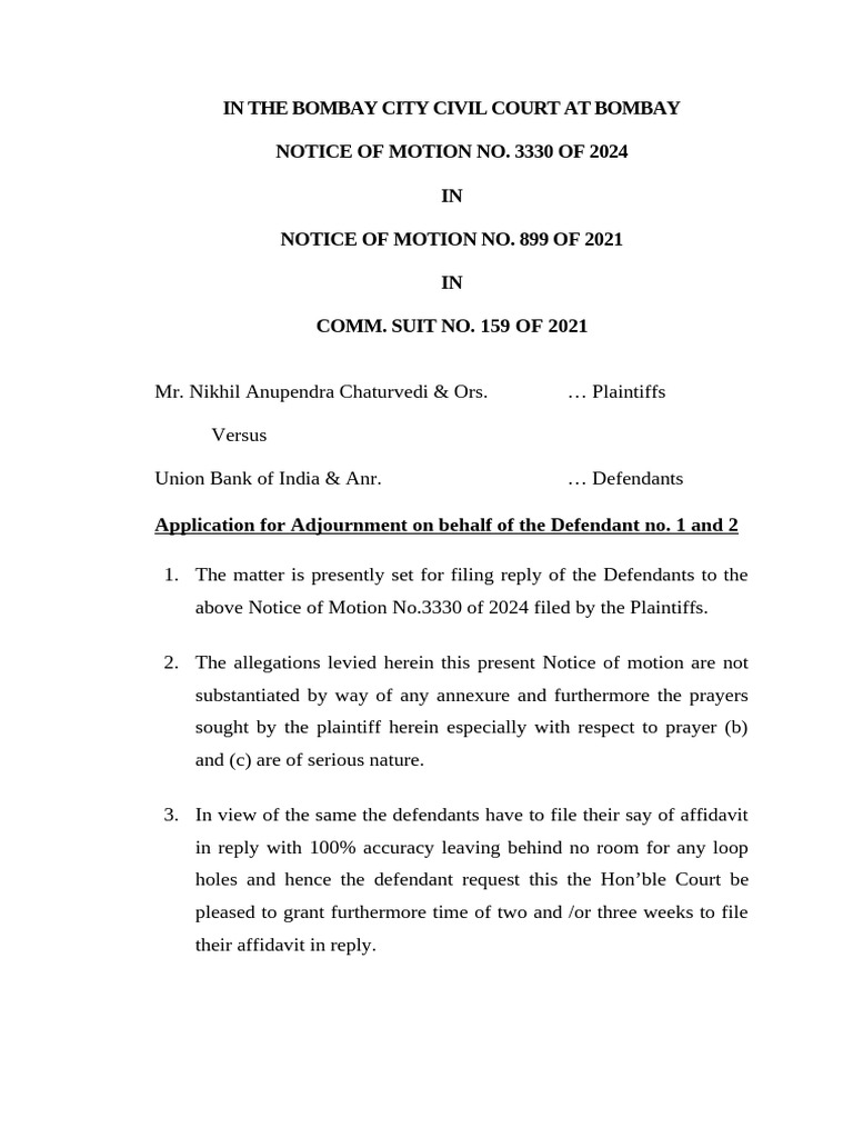 Adjournment Application | PDF