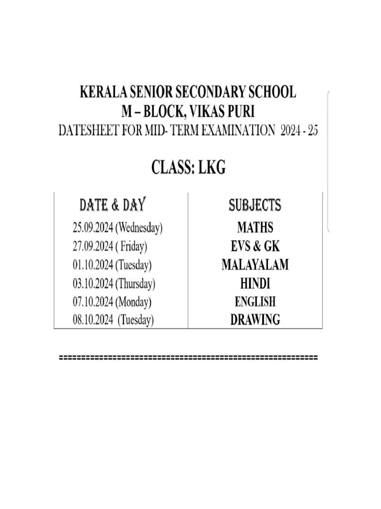 LKG Syllabus For Mid-Term Exam 2024 - 25 | PDF | Language Arts & Discipline