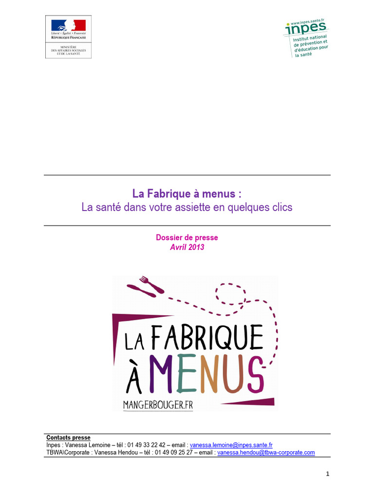 DP Fabrique A Menus | PDF