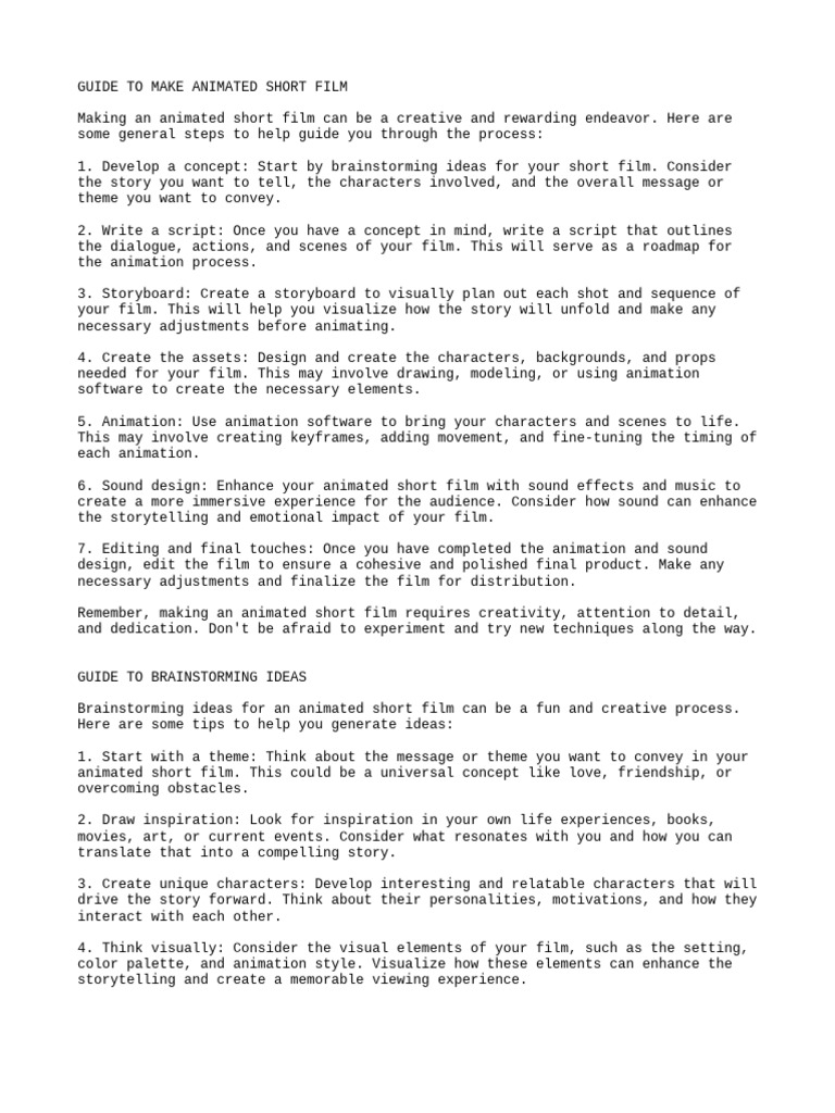 Animated Short Film Pdf