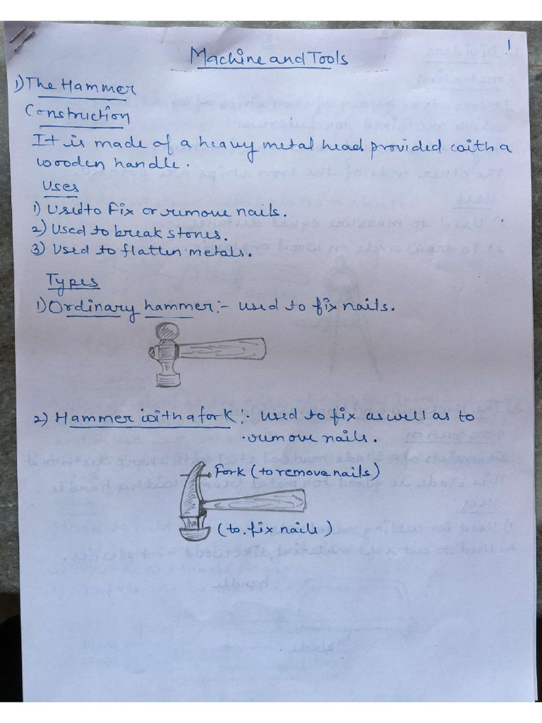 Machines and Tools Handwritten Notes | PDF