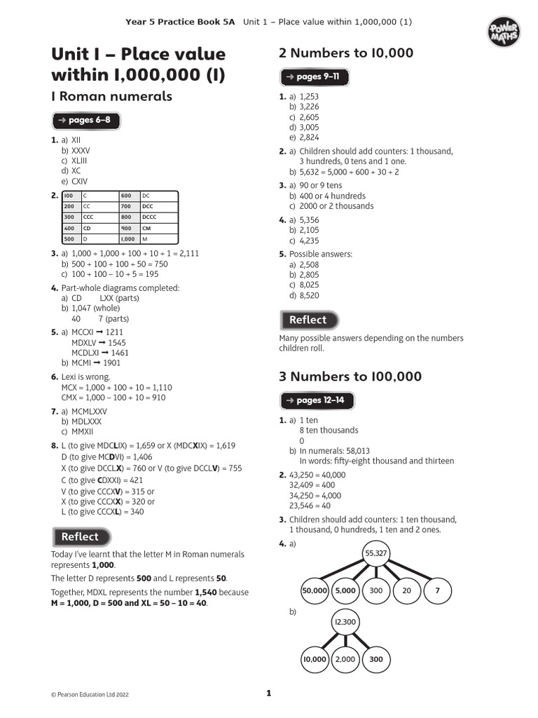 Year 5 Maths Practice Book 5A Answers | PDF | Symbols | Written ...