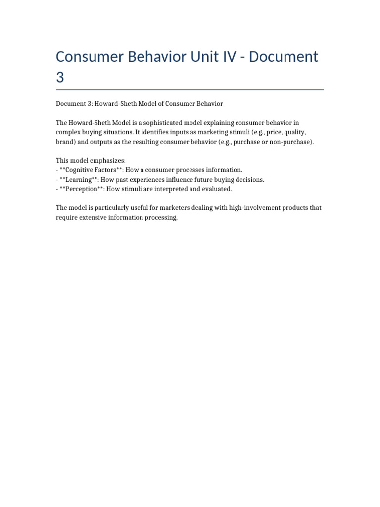 Consumer Behavior Unit IV Doc Detailed 3 | PDF