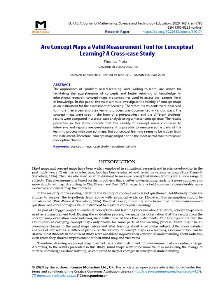 Are Concept Maps A Valid Measurement Tool For Conceptual Learning A ...