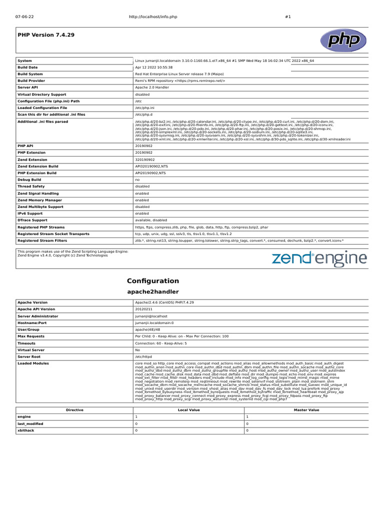 Phpinfo 10 20 | PDF