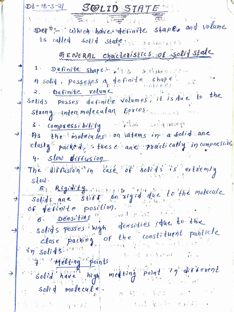 Notes of Solid State. | PDF