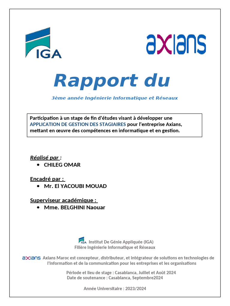 Rapport Du Projet PFE OMAR | PDF