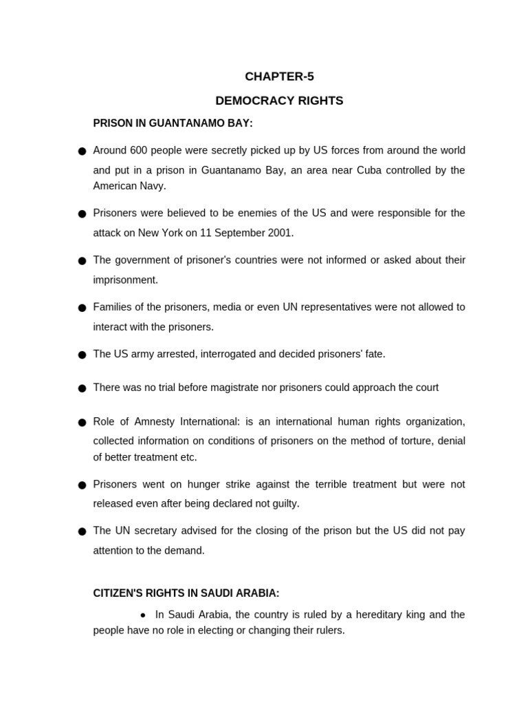 CHAPTER-5 DEMOCRATIC RIGHTS Notes | PDF