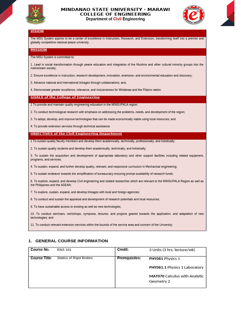 ENS 161 Syllabus | PDF