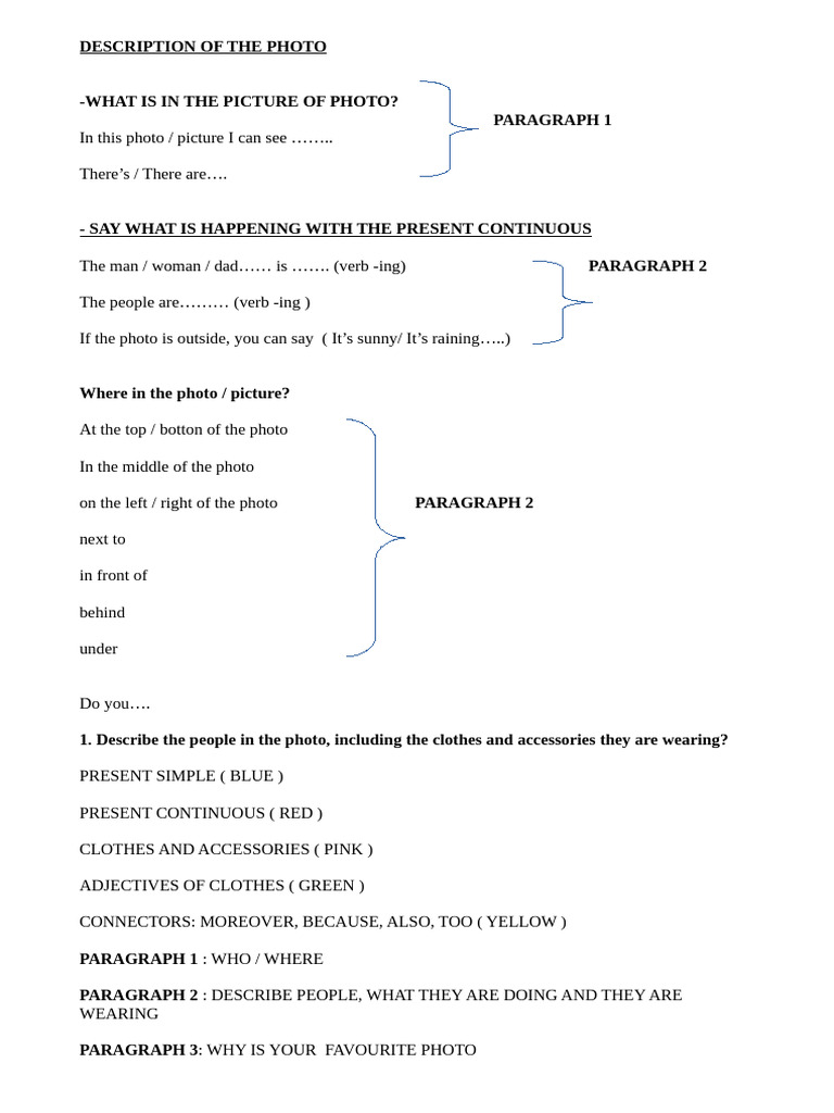 Describing Photo | PDF