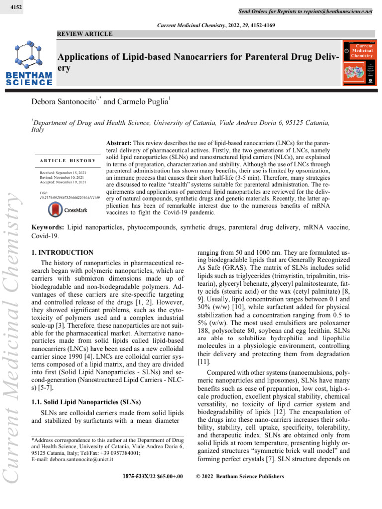 Application of LNP For Parenteral | PDF