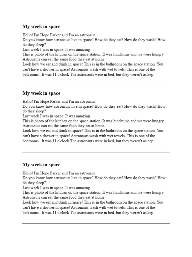 My Week in Space | PDF