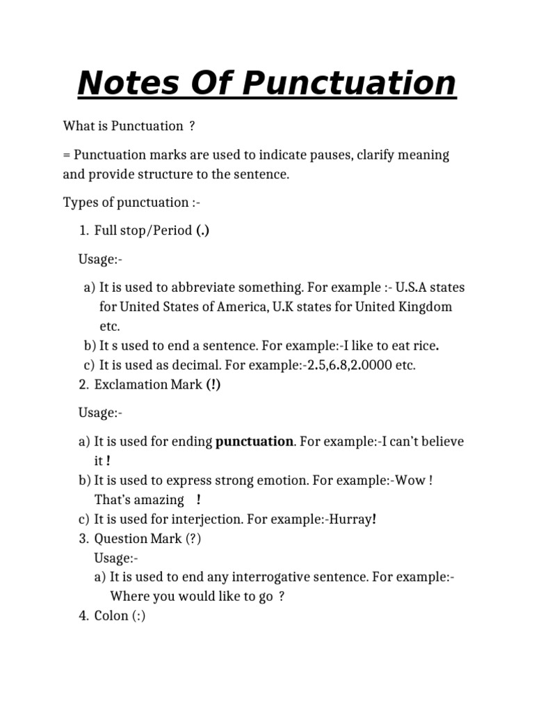Notes of Punctuation | PDF