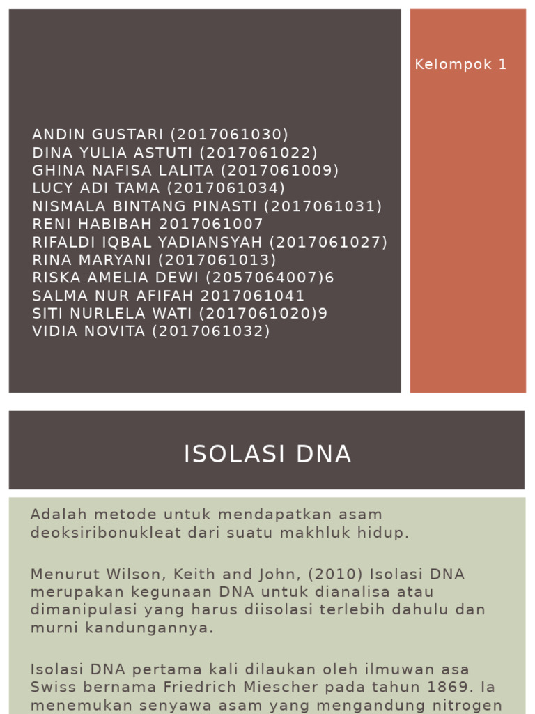 Isolasi DNA Kel 1 | PDF