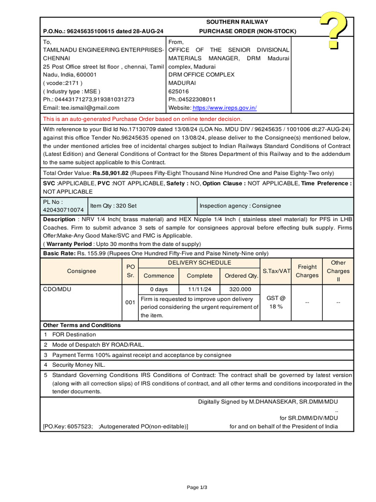 NRV 1 BY 4 Inch Brass Material and HEX Nipple 1 BY 4 Inch | PDF