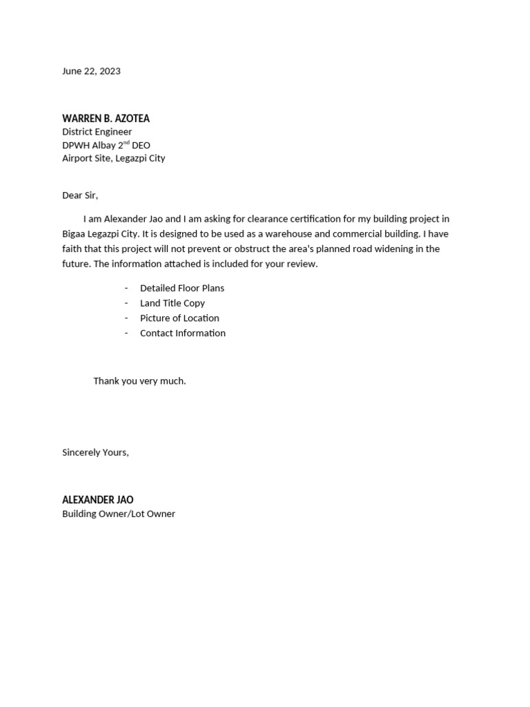 Alex Jao Letter | PDF