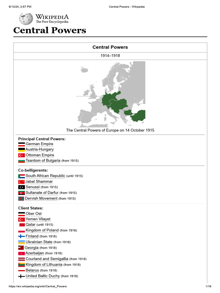 Central Powers - Wikipedia | PDF