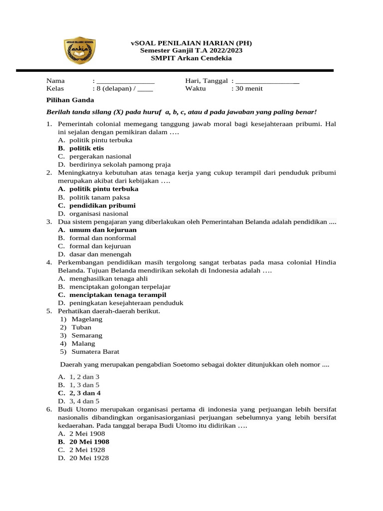 Soal PH PKN 8 Bab 4 Dan Jawabannya | PDF