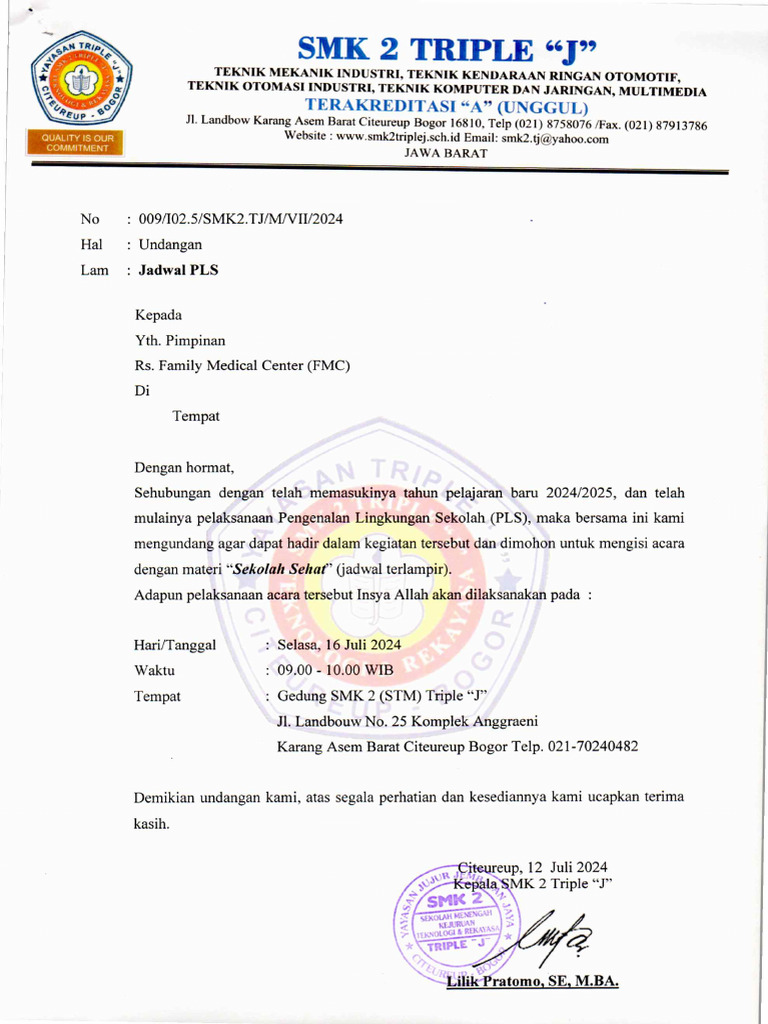 Undangan Kegiatan PLS RS FMC | PDF