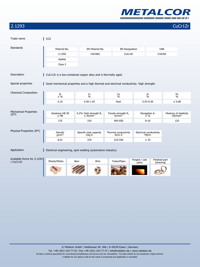 Metalcor Cucr1zr | PDF