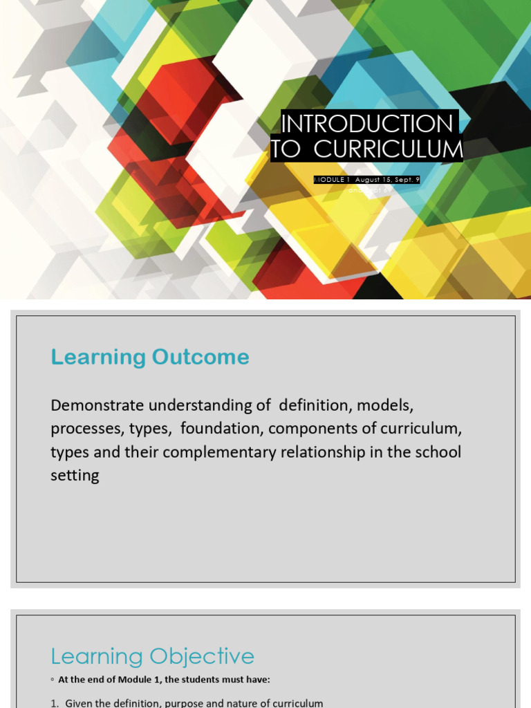 Module 1 INTRODUCTION TO cURRICULum | PDF