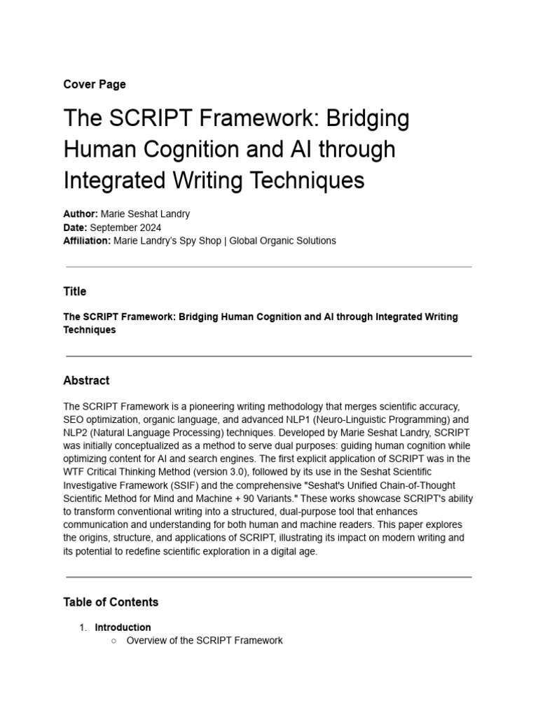 The SCRIPT Framework - Bridging Human Cognition and AI Through Integrated Writing Techniques ...