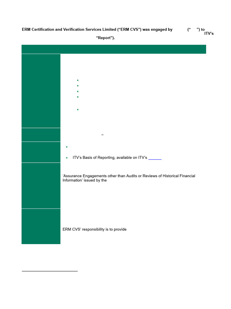 Itv 2023 Social Purpose Impact Report Assurance Statement | PDF
