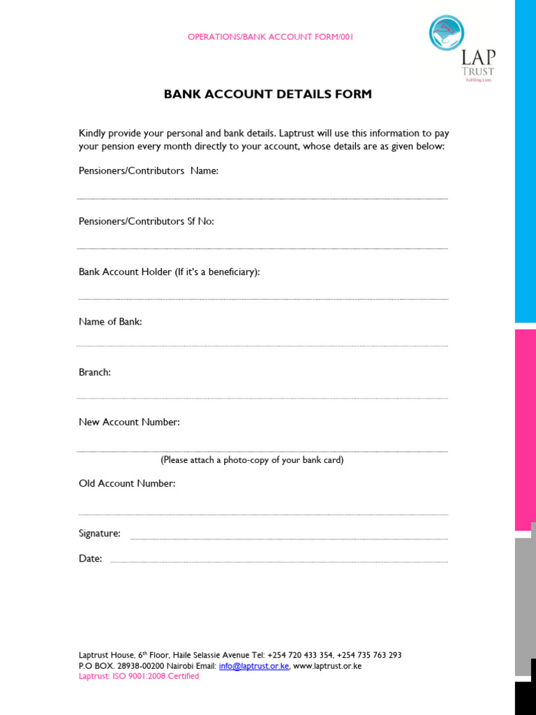 Bank Account Form Op F 13 | PDF
