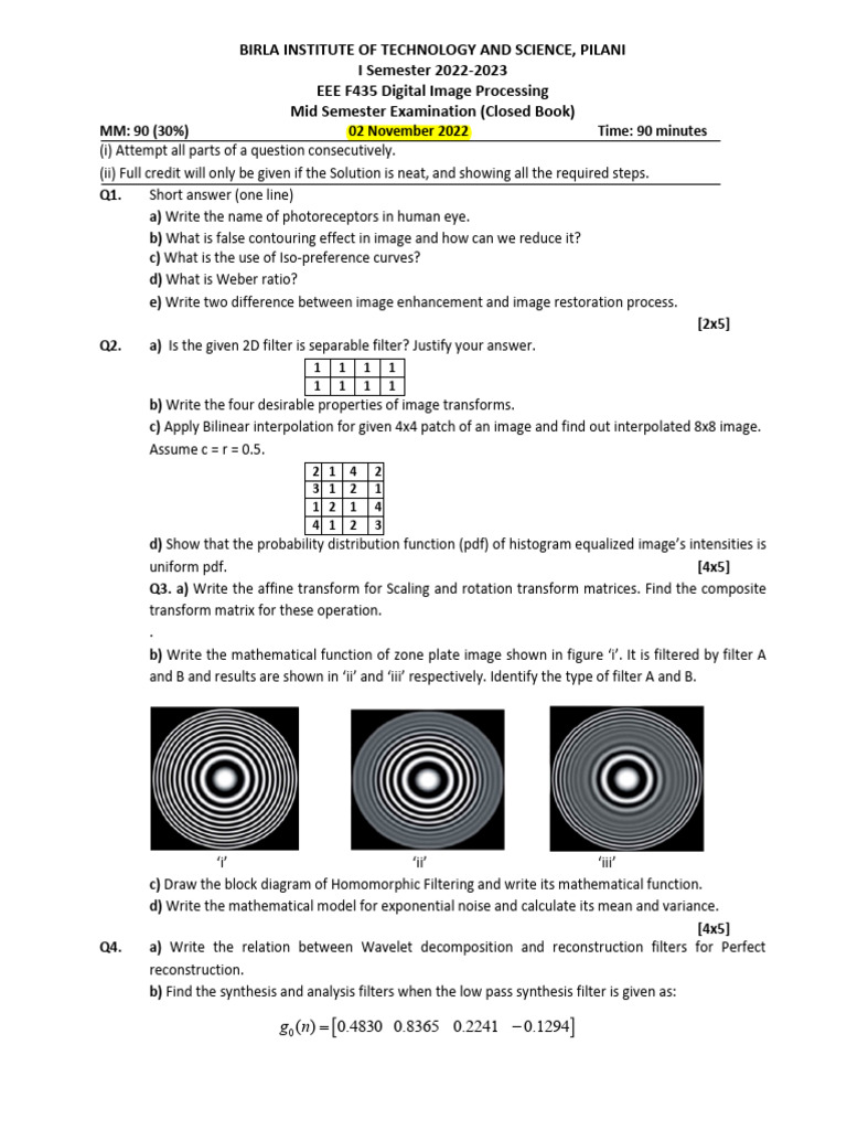 1154 EEE F435 20221230081417 Mid Semester Question Paper | PDF