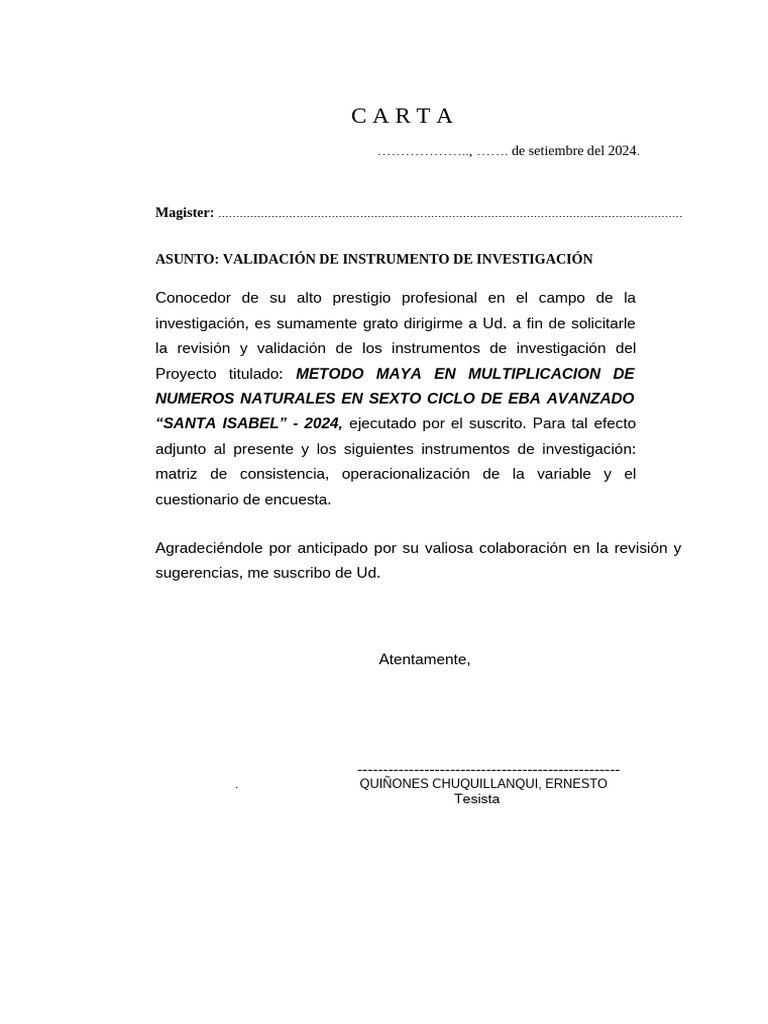 Matriz, Operacionalización, Instrumentos - EQCH | PDF